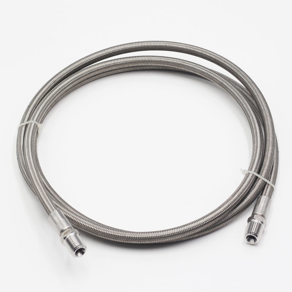 1/2'' Male NPT Stainless Braided Hoses, w/ PTFE Liner, - 1500PSI | ShopHFS