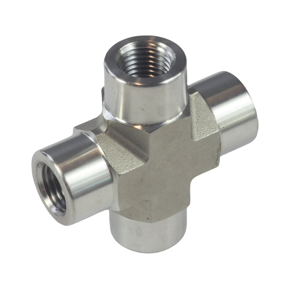 NPT Female Thread Pipe Fitting 4 Way Cross Stainless Steel 304 | ShopHFS