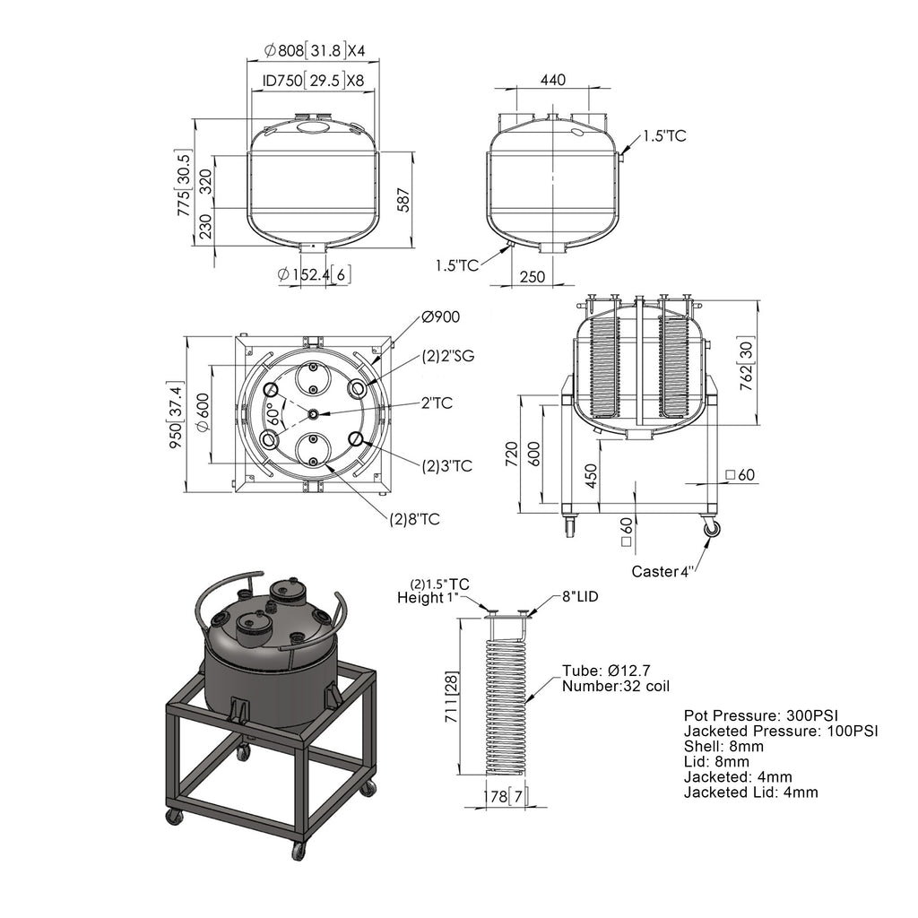 300 L, (350 lbs. Refrigerant) Jacketed Reactor with Condenser | ShopHFS