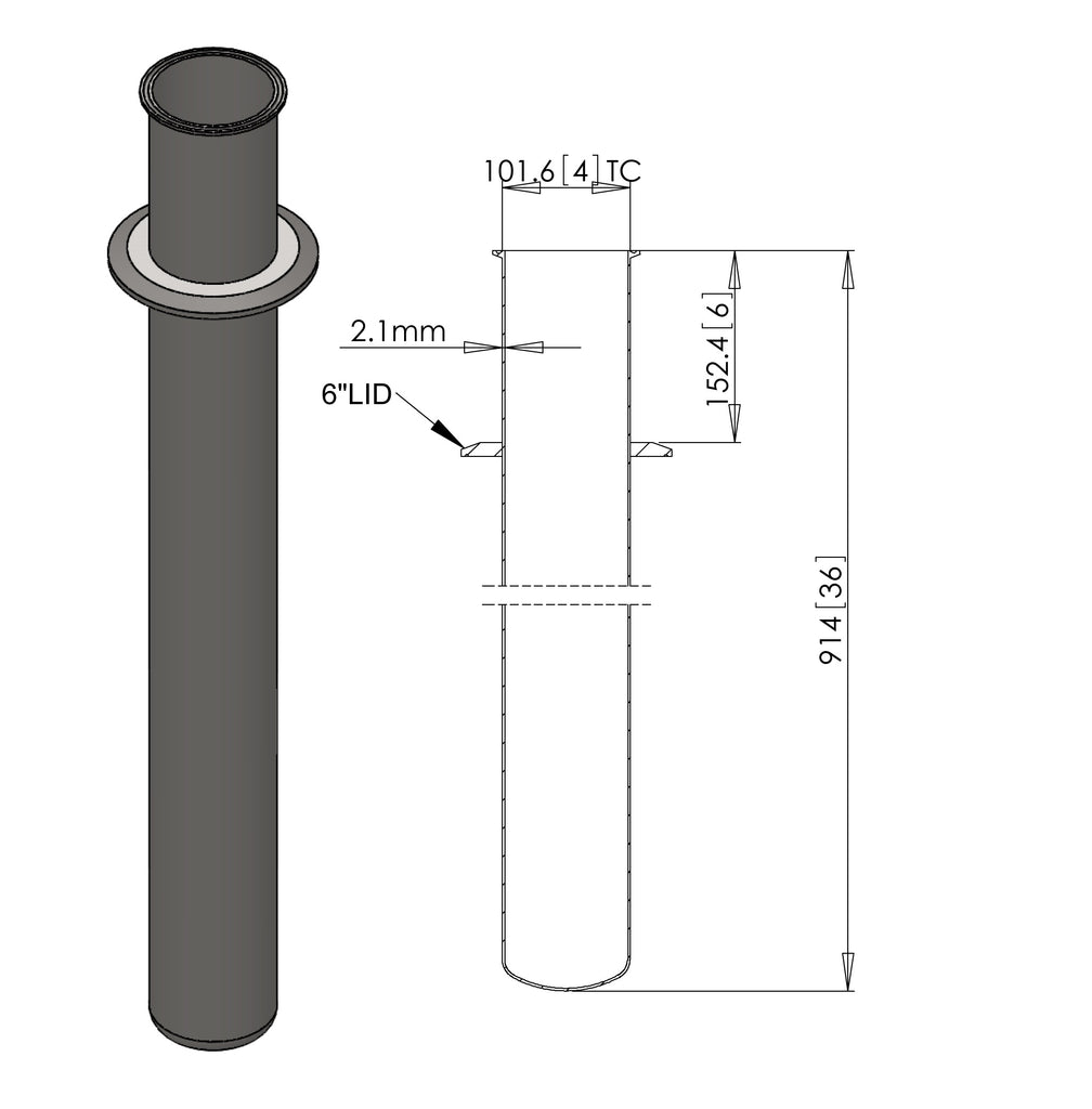 4'' x 36'' end cap Spool with 6'' lid | ShopHFS