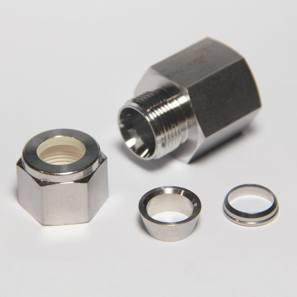 Compression Tube Fitting 1/2" Tube OD x 1/2" NPT Female Connector 316 ...