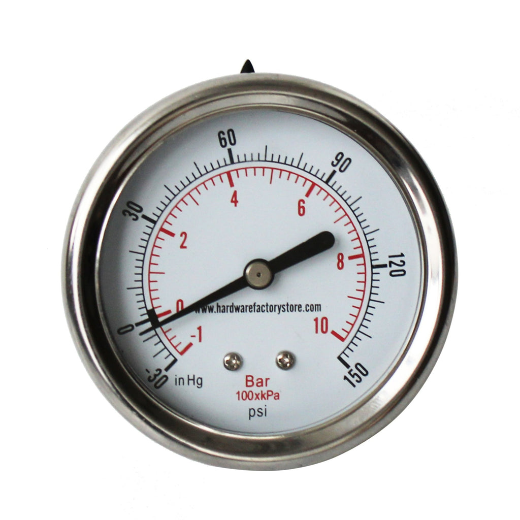 Dual Scale Pressure Gauge 2.5", -30 HG-150 PSI, 1/4" MNPT Thread | ShopHFS