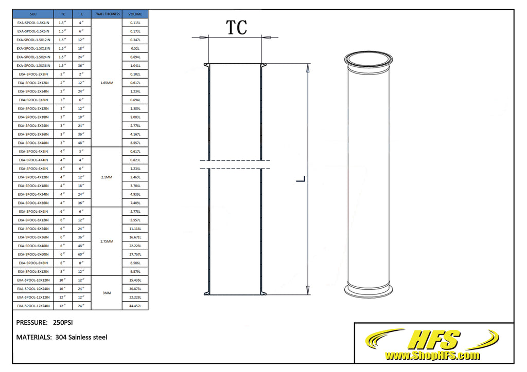 10'' Tri Clamp Sanitary Spool | ShopHFS